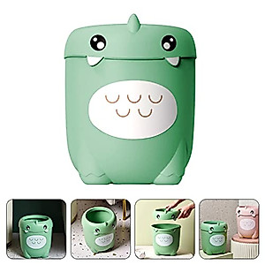 Milisten Kids Trash Can Cartoon Dinosaur Trash Can Decorative Wastebasket Animal Garbage Container Bin Storage Bucket for Child Bedroom Kid Room Bathroom Kitchen Dino Party Green
