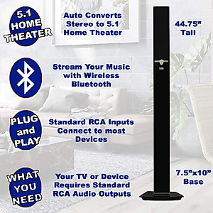 Acoustic Audio AAT1003 Bluetooth Tower 5.1 Speaker System with Mic and Powered Subwoofer