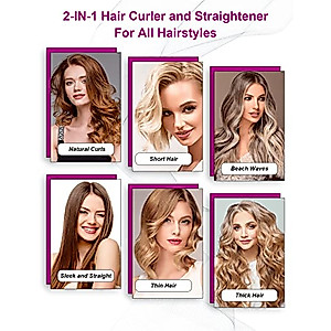 LANDOT Hair Straightener and Curler 2 in 1, Twist Flat Iron Curling Iron for Curl/Wave or Straighten