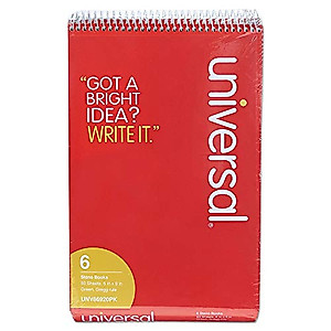Steno Books, Gregg Rule, 6 X 9, White Sheets, 80/pad, Red Cover, 6 Pads/pack, 2 PACK