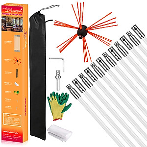 Bluesea 39 Feet Chimney Sweep Kit, Ergonomic Chimney Cleaning Kit, Extends Up to 39 Feet, Chimney Cleaner, Chimney Cleaning Tools, Chimney Cleaning System with Strong Brush, 12 Flexible Chimney Rods