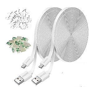 JJMASEE 2 Pack 20FT Power Extension Cable for Wyze Cam V3,Wyze Cam Outdoor,Arlo Essential,Eufy,Kasa,Yi,Blink Camera,NestCam Indoor,Micro USB Charging Cord for Security Camera(White)