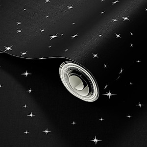 Peel & Stick Wallpaper 3ft x 2ft - Black Star Sky Science Space Astronaut Constellation Stars Custom Removable Wallpaper by Spoonflower