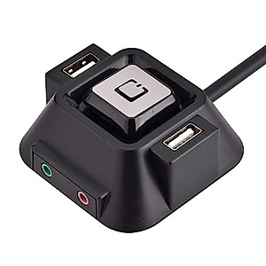 Desktop PC Switch Button with Dual USB Ports Power Reset Button Audio Microphone Port Refit, Desktop Computer Case Motherboard Power Supply Reset HDD Button Switch PC Power Switch for Families/Company
