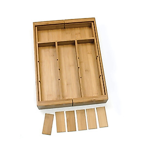 Lipper International 8882 Bamboo Wood Expandable to 18-3/4" Flatware Drawer Organizer with Removable Dividers