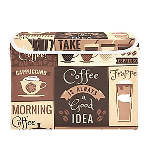 MFTJYO Storage Bin with Lid Coffee Cafe Foldable Storage Box Washable Fabric Storage Cubes Bin Organizer Basket Closet for Home Bedroom Closet Nursery Office