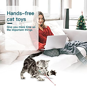 HOM-outdeer Cat Toys LED Pointer, Cats Chaser Wearable Automatic Cat Toys Collar,Interactive Pet Training Exercise Tool,USB Rechargeable Amusing Collar,Upgraded Lengthened Light Head