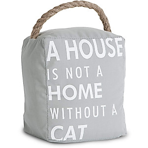 Pavilion Gift Company 72155 Cat Door Stopper, 5 by 6-Inch, Grey, White