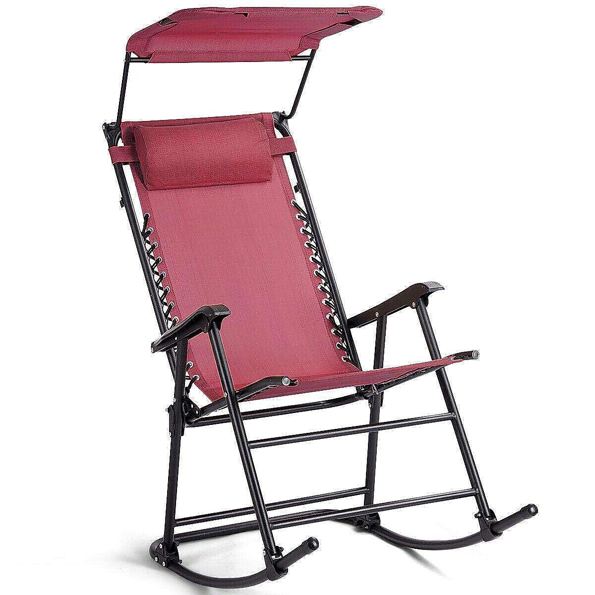 UYSB Folding Rocking Chair Rocker Canopy Red Chair Rocking Chair Rocker Chair Rocker Camp Chair Rocker Recliner Rocking Camp Chair Rocking Chairs Outdoor Rocking Chair Swinging Camping c