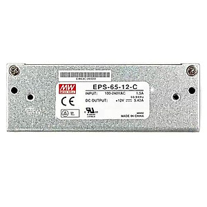 TorqCali EPS-65-12-C 65W Single Output Switching Power Supply 12V 5.42A, 86% Efficiency, Universal AC Input, for Automation, Test & Measurement, and Industrial Applications
