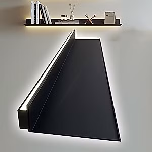 SLVUAFRN Floating Display Shelf with Built-in Illuminated LED Light and Transformer, Metal Wall Mounted Light-Emitting Shelves, Lighted Display Stand for Entrance Bar Countertop Living Room Bathroom…