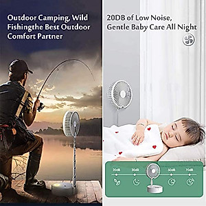 Portable Desk Fan，Rechargeable Oscillating Telescopic Floor Fan Small USB Stand Fan with Humidification 3 Speed Adjustable Wind for Personal Bedroom Office Outdoor Camping-White