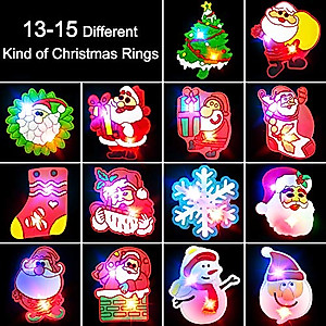 TURNMEON 50 Pack LED Light Up Ring Christmas Party Favors Stocking Stuffers for Kids Flashing Glow in The Dark Funny Christmas Party Supplies Toy Gift Boys Girls Christmas Party Favors Decorations