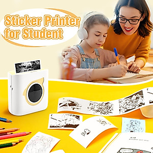 HPRT L8 Sticker Printer Mini Printer Portable Thermal Printer with 1Thermal Paper and 3 Sticker Rolls,Label Maker Machine for Pictures Printing,List,Study Notes,DIY,Receipts - Yellow