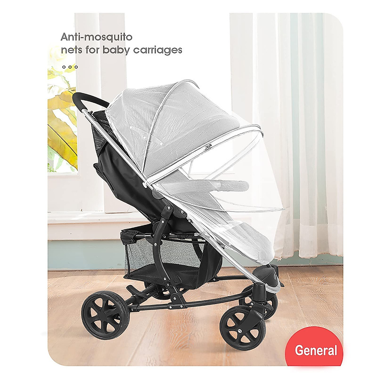 LiMoor Mosquito Net for Stroller, Encrypted Baby Stroller Full Cover, Unique Double Zipper Design-Great Accessories - Easy to Install Fit Graco Strollers, Car seat,Bassinet,Cradle (White)