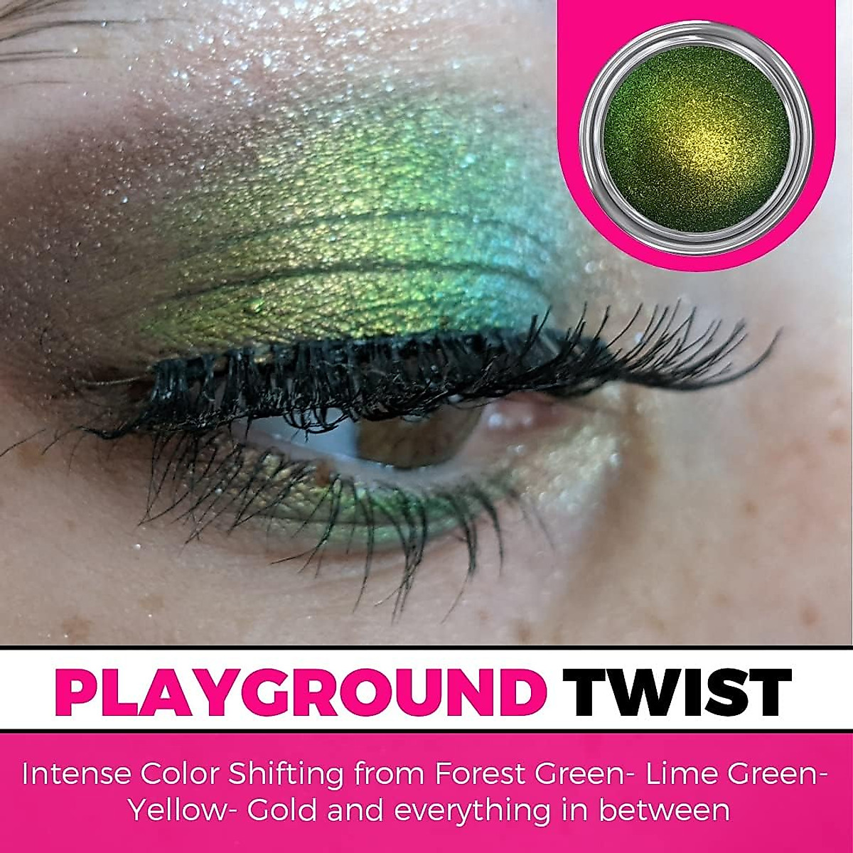 Concrete Minerals MultiChrome Eyeshadow, Intense Color Shifting, Longer-Lasting With No Creasing, 100% Vegan and Cruelty Free, 1.5 Grams Loose Mineral Powder (Playground Twist)