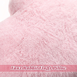Remerry 2 Pieces Soft Heart Throw Pillow Plush Heart Shaped Decorative Pillow Faux Rabbit Fluffy Heart Shaped Cushion for Girl on Valentine's Day Fit for Living Bed Dining Sofa Car(Pink)