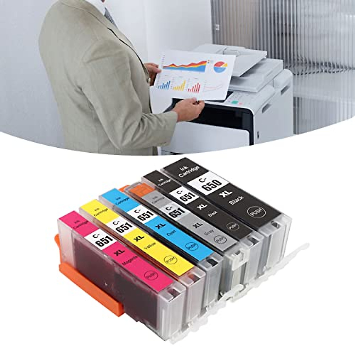 Ink Cartridge Printing Accessory Part Large Capacity Standard Design for PIXMA MG5460 MG5560 MG5660 MG6360 MG6460 MG6660 (BK BK C M Y GY 6 Colors)
