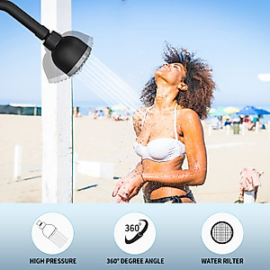 Outdoor Shower Stainless Steel Exposed Shower Head Kit, Environmentally Friendly Faucet, Shower Head Outdoor Backyard Poolside Beach Pool Spa for Easy Installation, Matte Black