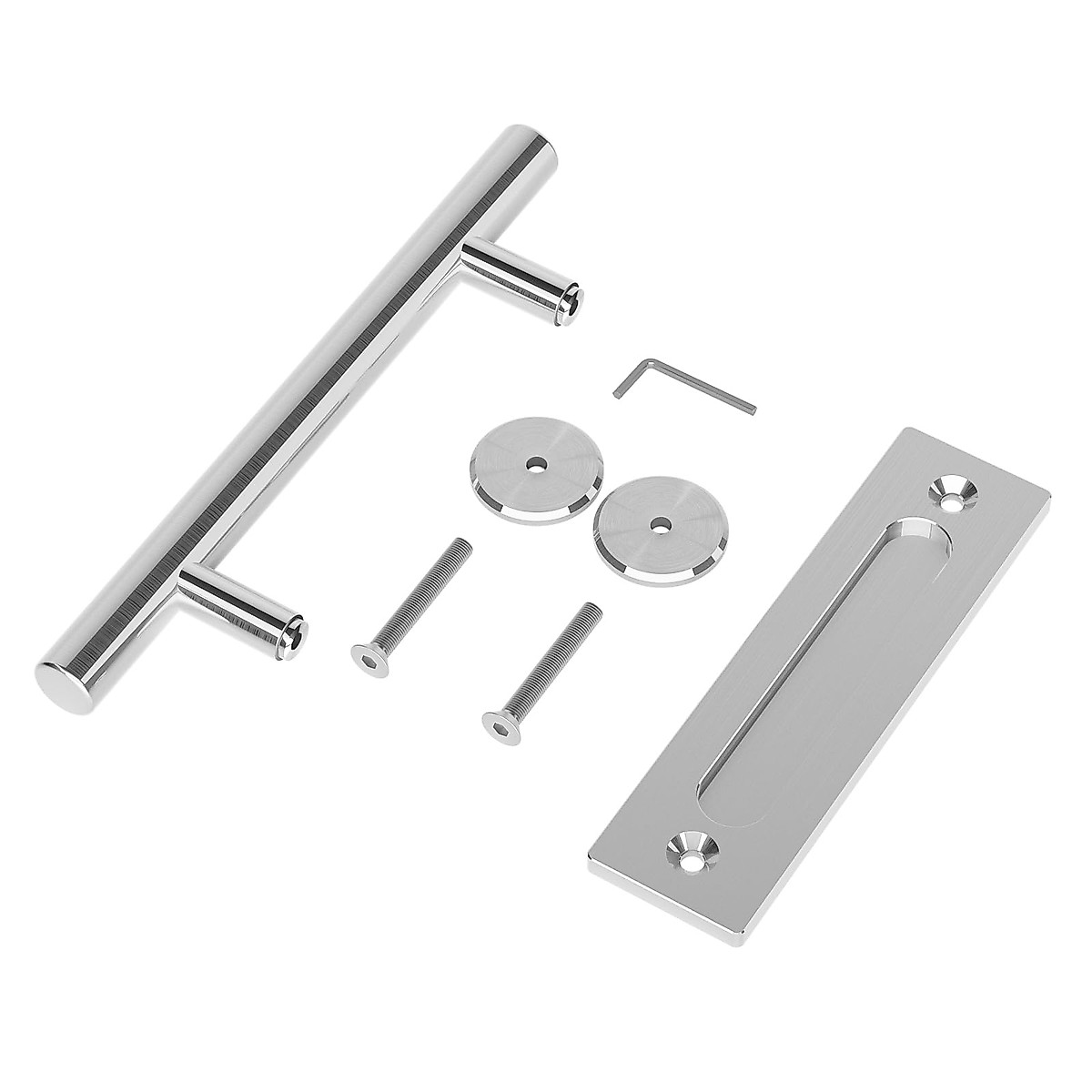 CCJH 9.5" Stainless Steel Sliding Barn Door Handles Pull Flush Hardware Set,Double Side for Gates Garages Sheds Furniture