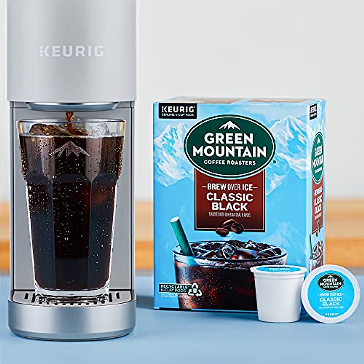 Green Mountain Coffee Roasters Brew Over Ice Classic Black, Single Serve Keurig K-Cup Pods, Medium Roast Iced Coffee, 12 Count