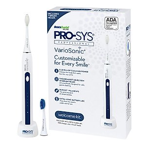 PRO-SYS VarioSonic Welcome Kit First Electric Toothbrush for Beginner, Rechargeable Power ADA Accepted Smart Sonic Toothbrush with Timer, 2 Replacement Dupont Brush Heads, 5 Brushing Speed