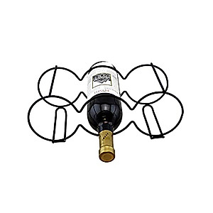 Steel Wine Holder Table Top Countertop Stackable Free Standing Vertical Holder Organizer Modern 5 Bottle (Black Matte)