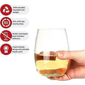 govino Go Anywhere Wine Glasses | Dishwasher Safe, Flexible, Shatterproof, and Recyclable | 16 oz. Each | Set of 4.