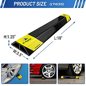 ROBLOCK 18'' Heavy Duty Car Stoppers for Garage, Parking Aid Gadgets Protects Car and Garage Walls, Parking Stopper Easy to Install, 2 PCS