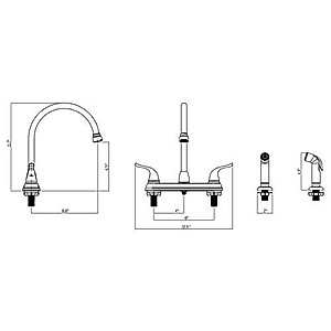 WMF-8235GNZMLP-BN - Hybrid Metal Deck Kitchen Sink Faucet High Spout with Double Handle and Side Sprayer (Brushed Nickel)