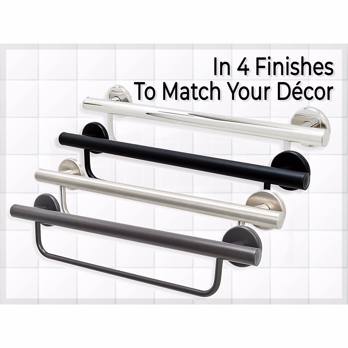 Bathroom Grab Bar Towel Rack for Bathtub Shower Kitchen/304 Stainless Steel/Matte Black/ 24" x 5"