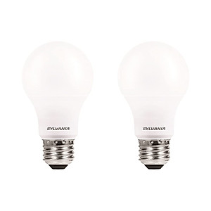 SYLVANIA LED Light Bulb, 40W Equivalent A19, Efficient 6W, Medium Base, Frosted Finish, 450 Lumens, Daylight ,2 Count (Pack of 1)