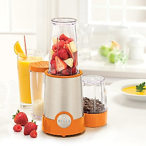 BELLA Personal Size Blender, 12 piece set, color orange and stainless steel
