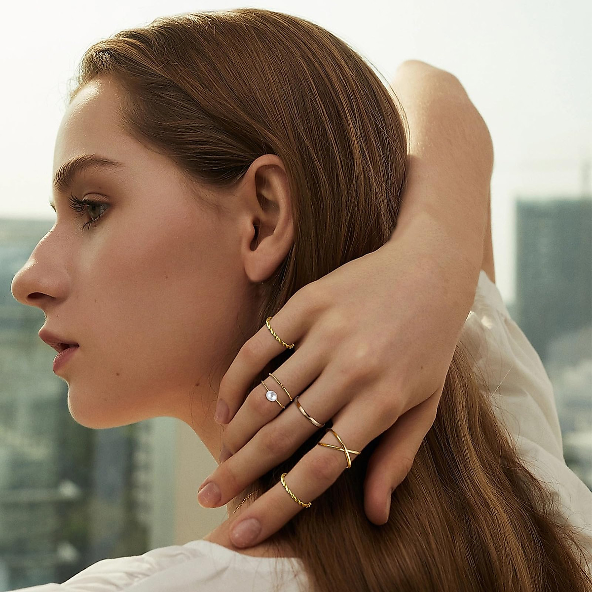 ONESING 18-25 Pcs Knuckle Rings for Girls Stackable Bohemian Retro Vintage Joint Finger Rings Gold Rings Set for Women Men Hollow Carved Flowers Crystal Rings