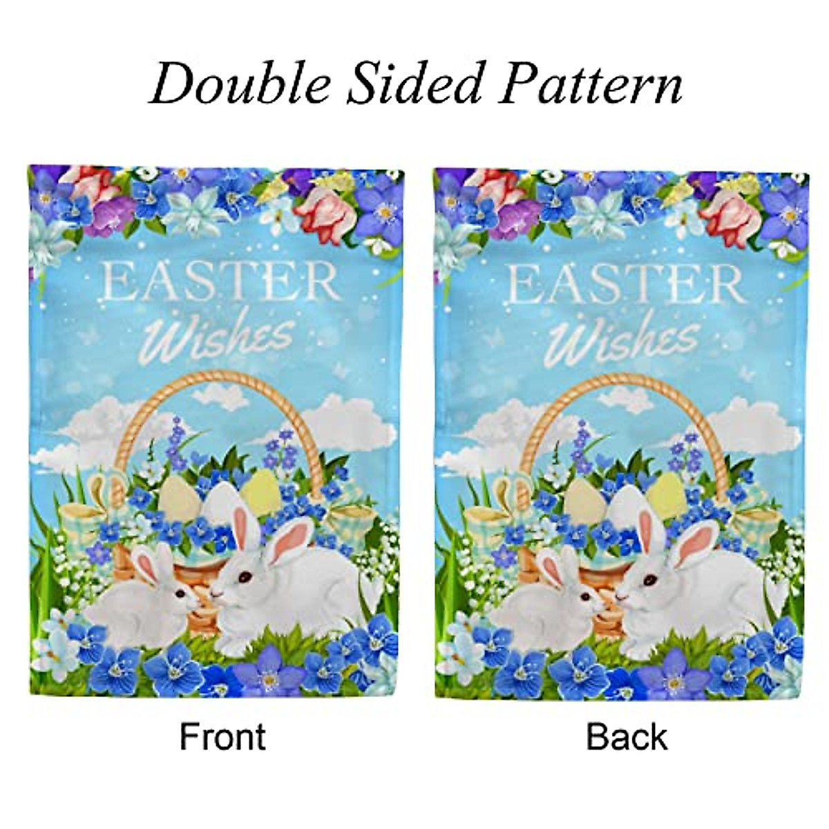 My Little Nest Seasonal Garden Flag Easter Egg Basket Bunnies Double Sided Vertical Garden Flags for Home Yard Holiday Flag Outdoor Decoration Farmhouse Banner 28"x40"