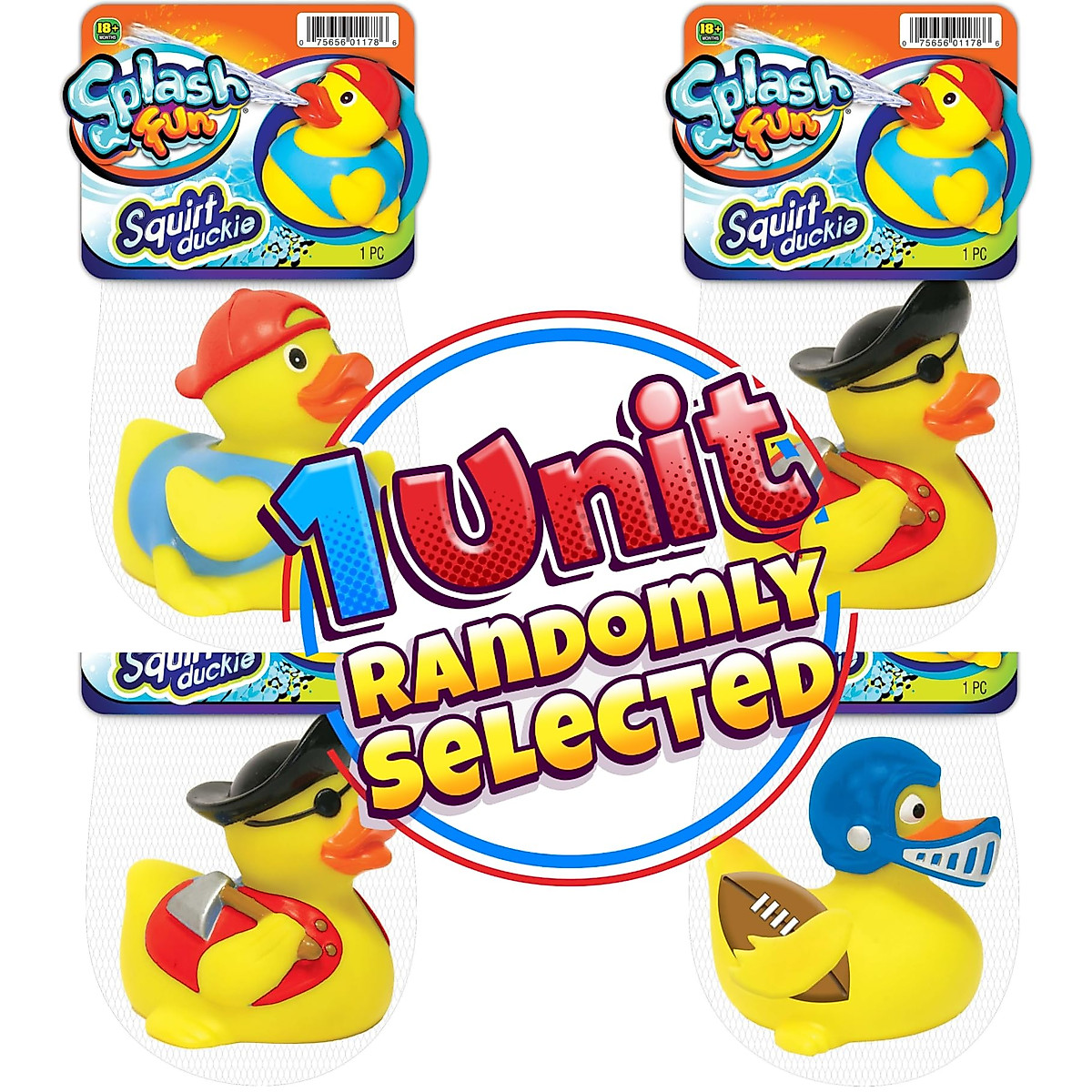 JA-RU Water Squirt Rubber Ducks (1 Duck Assorted) Fun Toddlers Baby Bath Tub Pool Toy 3" Rubber Duckies for Kids, Sensory Play, Stress Relief, Stocking Stuffers Supply in Bulk. 1178-1