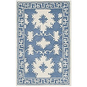 SAFAVIEH Bella Collection 2'6" x 4' Blue/Ivory BEL132A Handmade Premium Wool Accent Rug