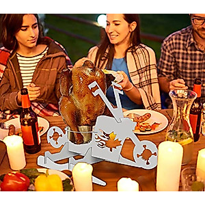 Motorcycle Beer Can Chicken Holder for Grill, Portable Beer Chicken Stand, Roast Chicken Rack for Outdoor BBQ (Five-Pointed Star)