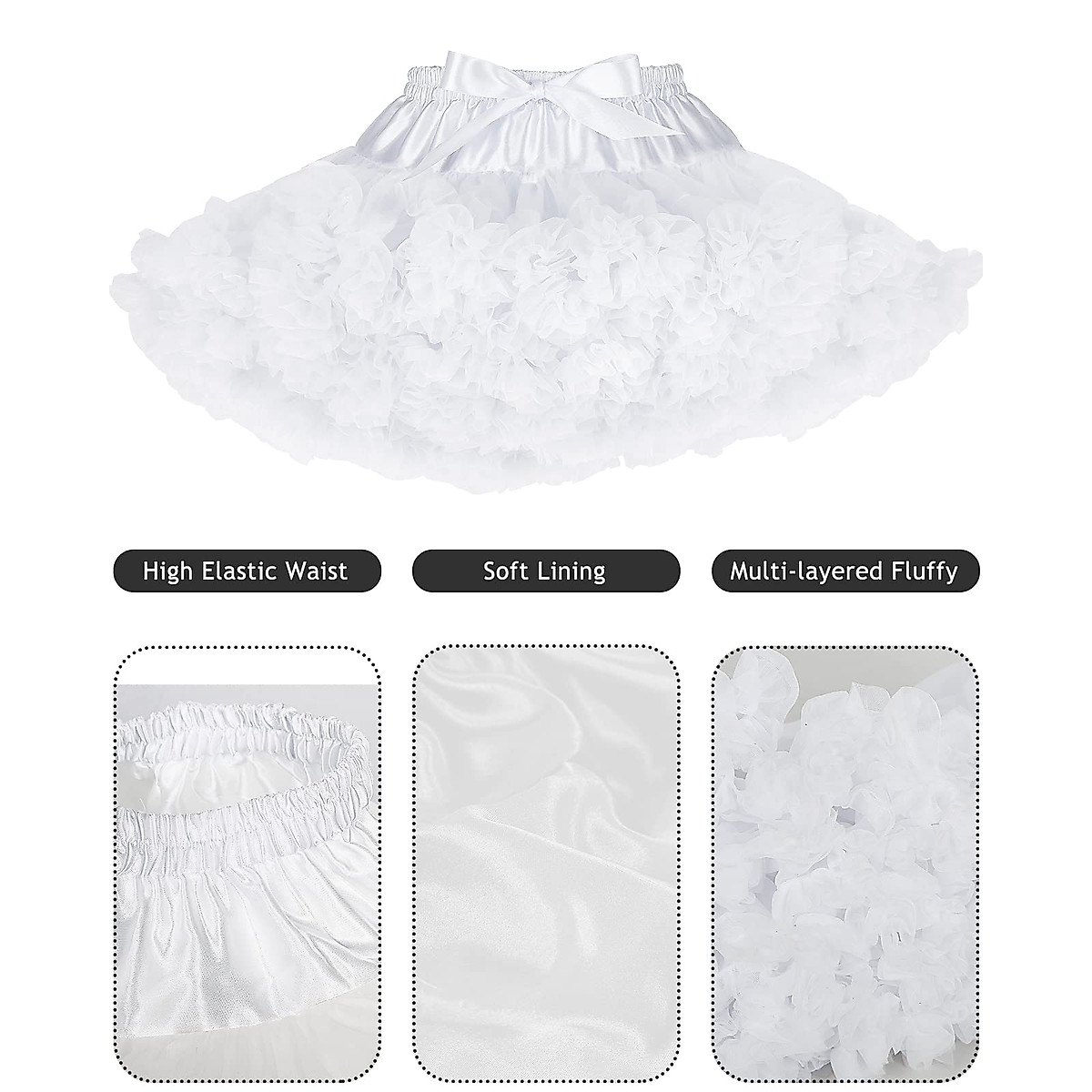 Baby Girl's Tutu Petticoat Skirts,Fluffy Soft Infant Tulle Tutus Underskirt,Ballet Pettiskirt for Little Girl for Birthday Party (M, White, m)