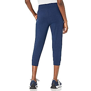 Amazon Essentials Women's Brushed Tech Stretch Crop Jogger Pant (Available in Plus Size), Navy Space Dye, Large