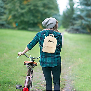 MT WORLD Toddler Mini Canvas Backpack - Personalized Vintage Daypack for Kids, Custom Monogram