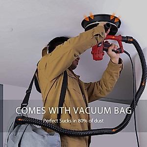 POWER PRO 2600 Electric Drywall Sander - Variable Speed 1500-2600rpm, 850 Watts, with Automatic Vacuum System, LED Light, and Dust Bag (2600)