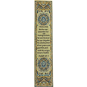 Healing, Woven Fabric Christian Bookmark, by His Stripes We are Healed, Silky Soft Isaiah 53:5 Flexible Bookmarker for Novels Books and Bibles, Traditional Turkish Woven Design, Memory Verse Gift