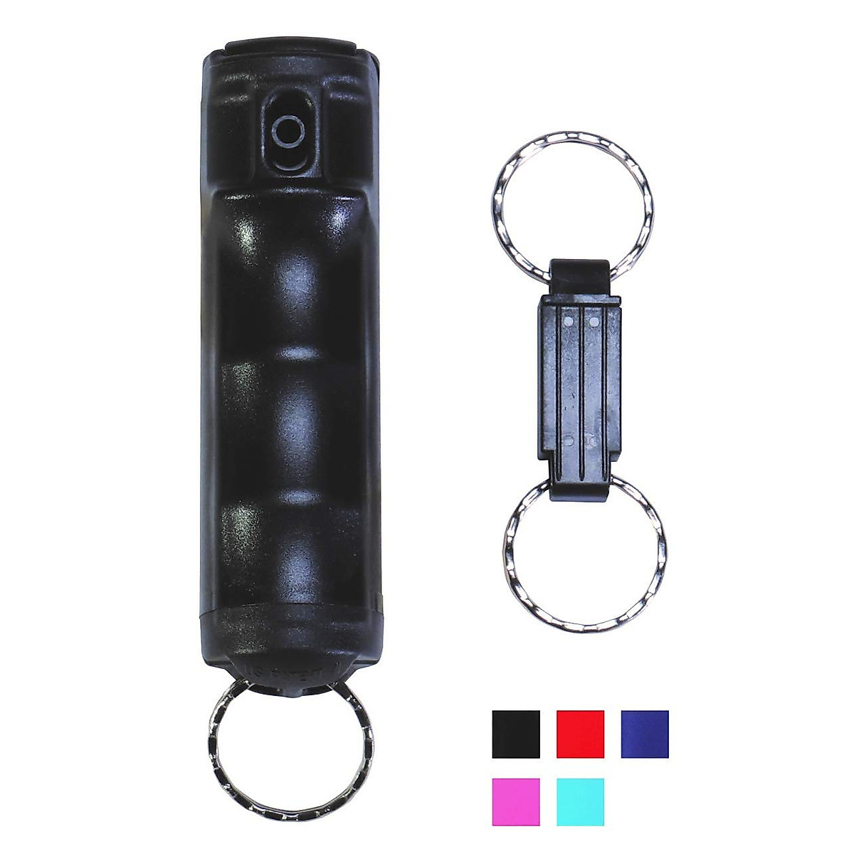 VEXOR Police Strength Pepper Spray, Flip-Top Finger Grip, 20+ Shots, 10-12 Ft. Range w/Key Release (Black)