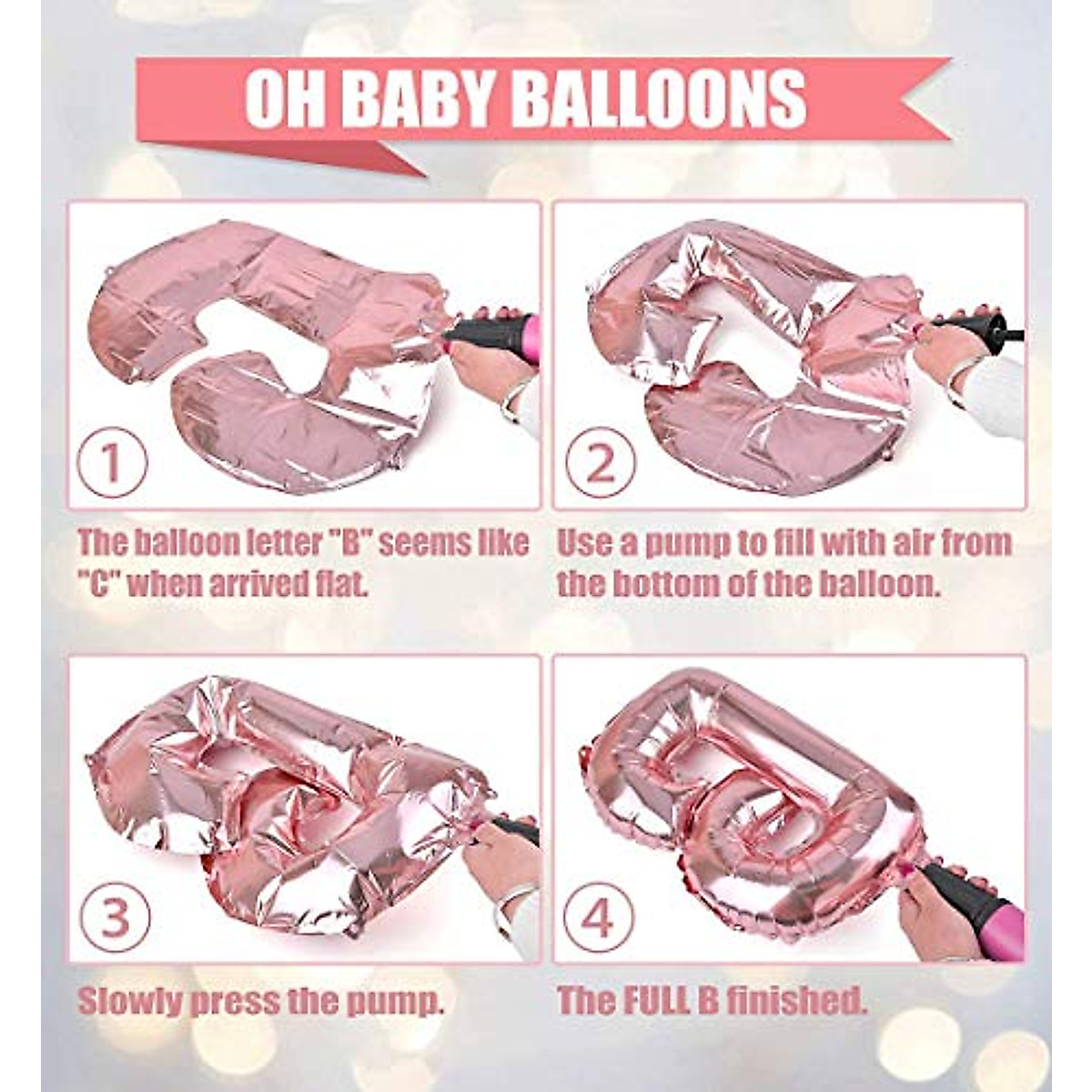 Rose Gold Baby Shower Decorations for Girl Pink Gold It’s A Girl Baby Shower Banner Rose Gold OH Baby Foil Letter Balloons Rose Gold Foil Fringe Curtains Tissue Pom Poms Honeycomb Balls by HappyField