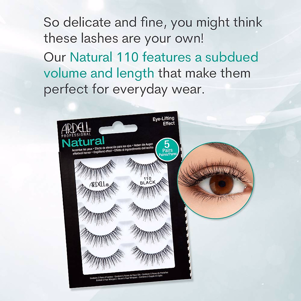 Ardell False Eyelashes Natural 110 Black, 1 pack (5 pairs per pack)