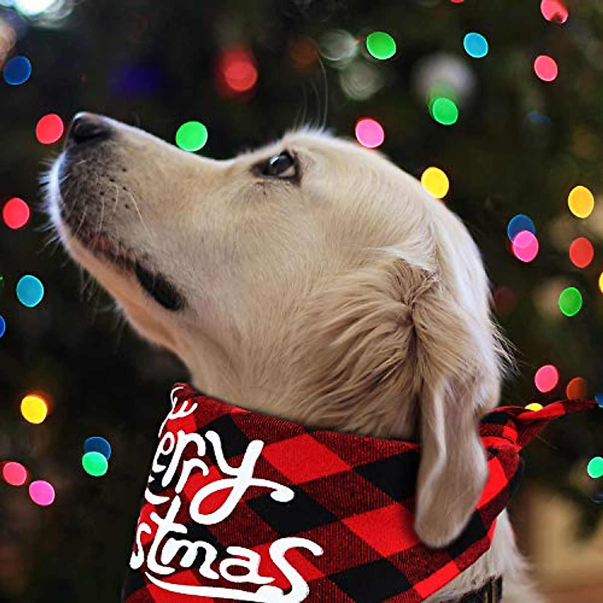4 Pieces Christmas Dog Bandanas Christmas Buffalo Plaid Pet Scarf Xmas Dog Triangle Bibs Decoration Adjustable Washable Bandanas Kerchief Party Supplies for Dogs Cats