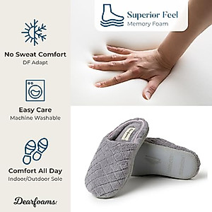 Dearfoams Women's Leslie Washable Memory Foam Terry Clog with Wide Widths Slipper, Medium Grey, X-Large