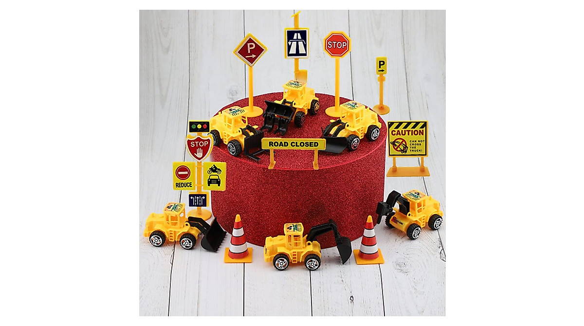 16pcs Construction Cake Topper Set for Kids' Parties