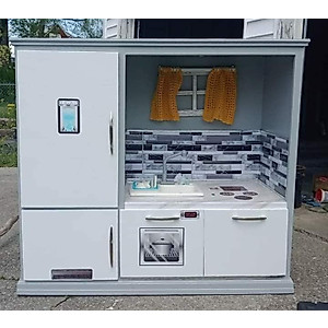 Play Kitchen Refrigerator Vinyl Decal, Fridge Door Ice and Water Dispenser PVC Sticker, Matte Finish 5mil 4"x6.5" Cooking Toy Freezer